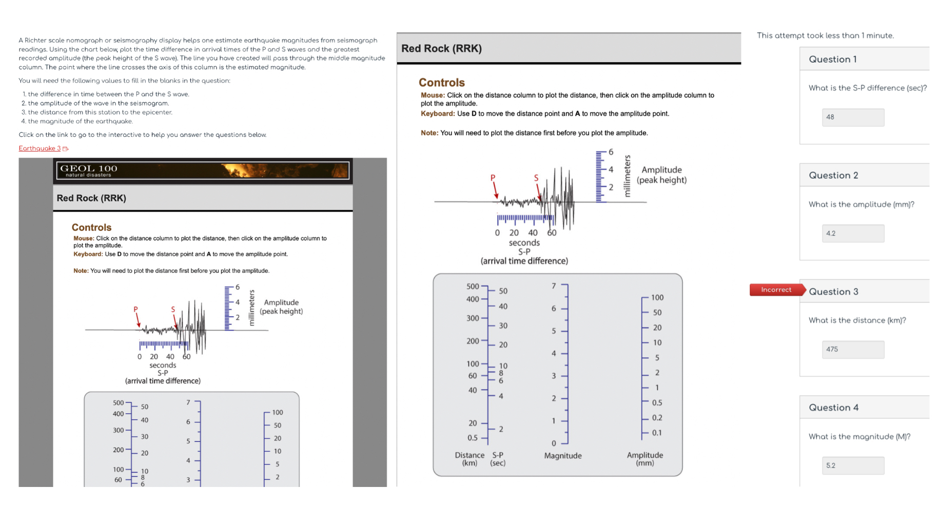 Solved A Richter scale nomograph or seismography display | Chegg.com