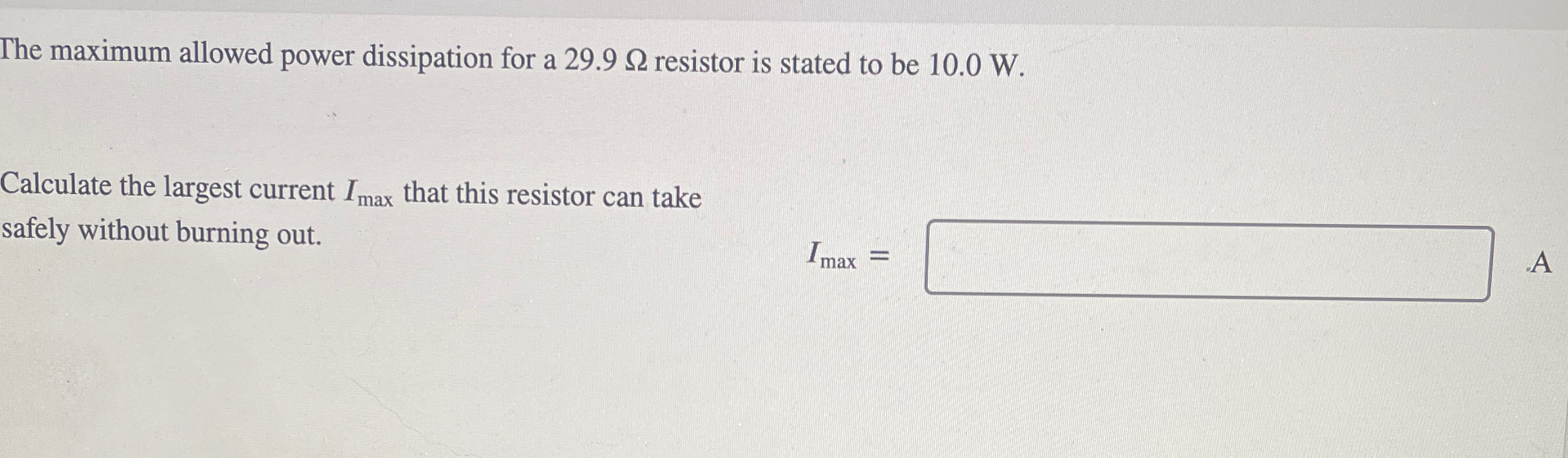 Solved The maximum allowed power dissipation for a 29.9Ω | Chegg.com