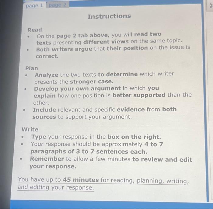 page 1 page 2 Instructions Read On the page 2 tab | Chegg.com