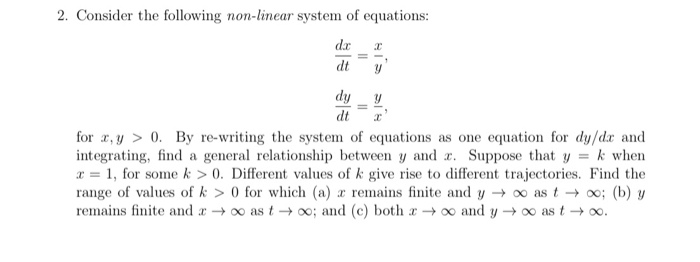 Solved 2. Consider the following non-linear system of | Chegg.com
