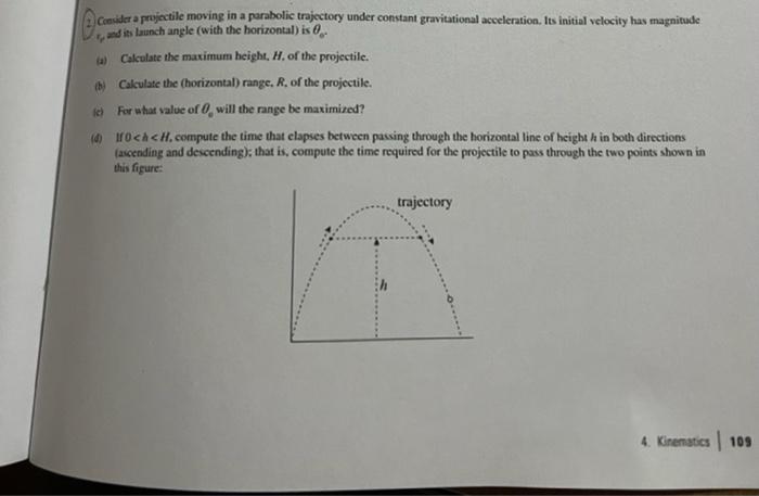 Solved 2) Conider a projectile moving in a parabolic | Chegg.com