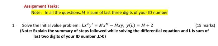 Solved Assignment Tasks: Note: In all the questions, M is | Chegg.com