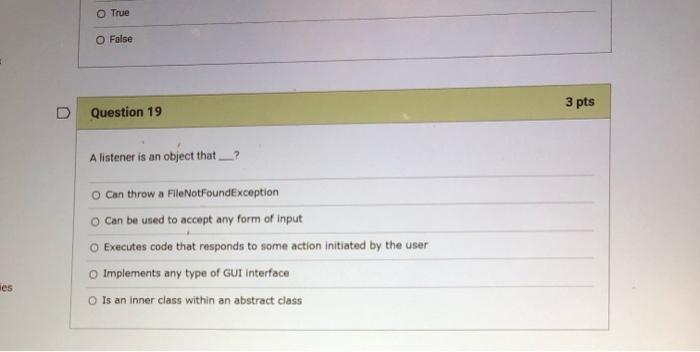 Solved The ActionListener interface O An ArrayList of | Chegg.com