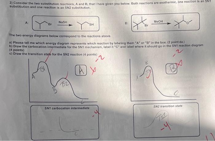 Solved 2) Consider the two substitution reactions, A and B, | Chegg.com