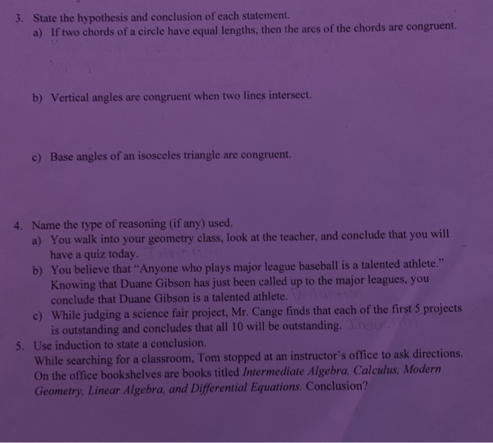 Solved 3. State the hypothesis and conclusion of each | Chegg.com