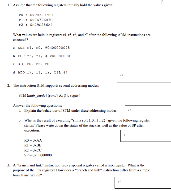 Solved A "branch and link" instruction uses a special | Chegg.com
