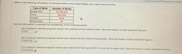 Solved Refer to the following information on full-term birth | Chegg.com