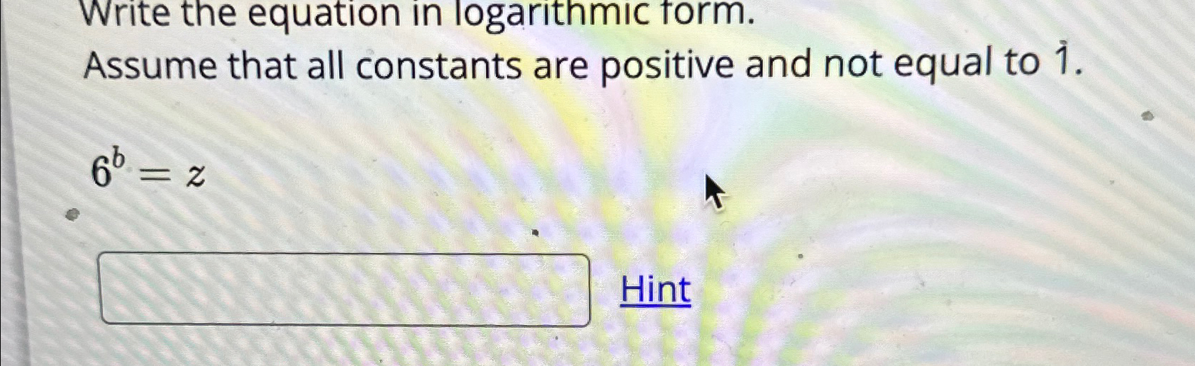 Solved Write the equation in logarithmic form.Assume that | Chegg.com
