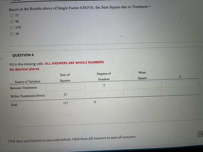 Solved QUESTION 1 In analysis of variance problem if SST = | Chegg.com