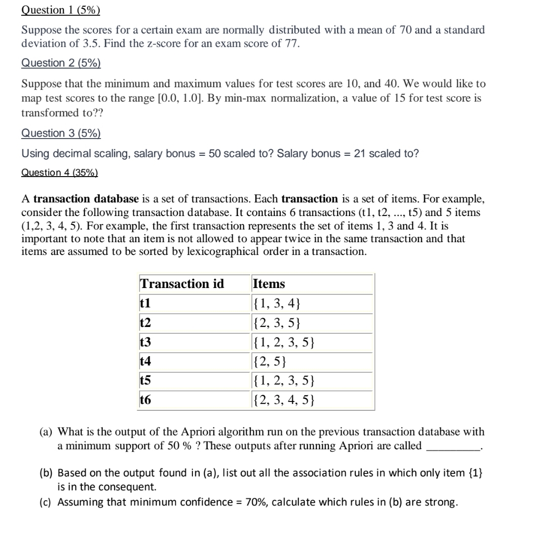 Solved Question 1 (5%)Suppose the scores for a certain exam | Chegg.com