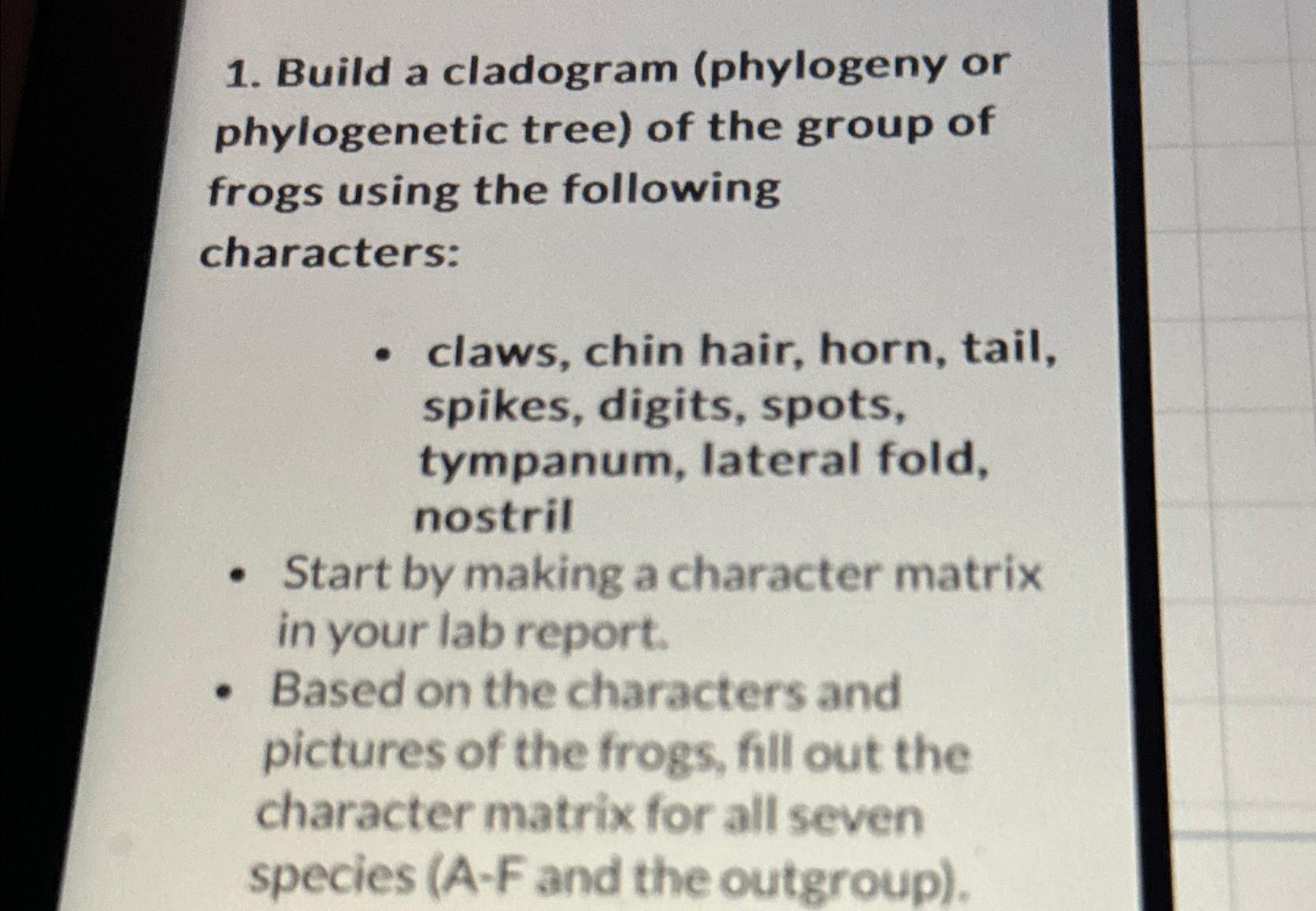 Solved Build a cladogram (phylogeny or phylogenetic tree) | Chegg.com