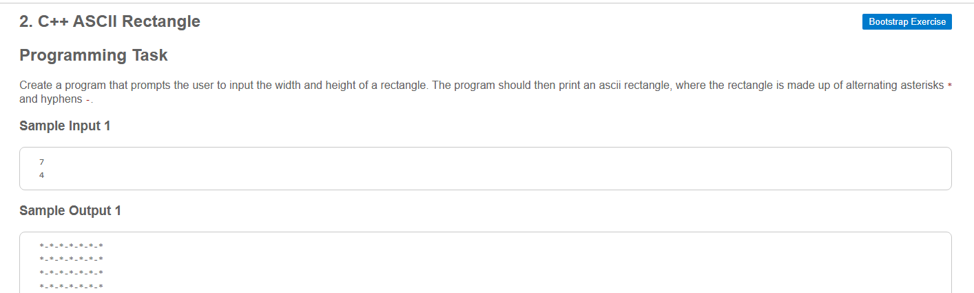 Solved 2. ﻿C++ ﻿ASCII RectangleProgramming TaskCreate a | Chegg.com