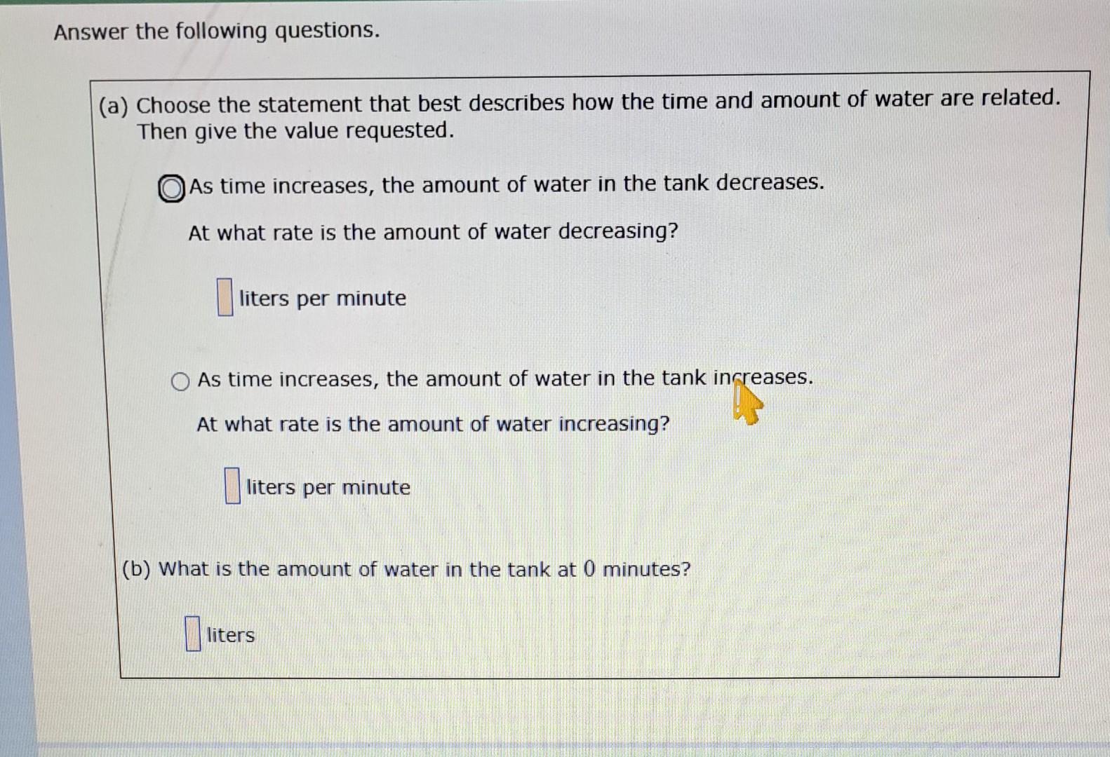 Solved Lucy is filling a tank. The graph shows the amount of | Chegg.com