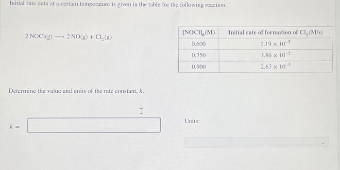 Solved Initial Rate Data At A Certain Temperature Is Given
