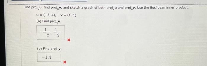 Find projvu, find projuv, and sketch a graph of both | Chegg.com