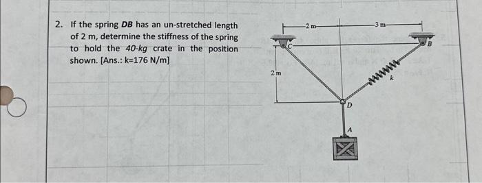 Solved 2. If the spring DB has an un-stretched length of 2 | Chegg.com