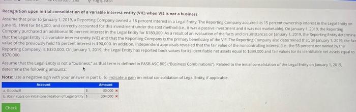 Solved Preston Recognition upon initial consolidation of a | Chegg.com