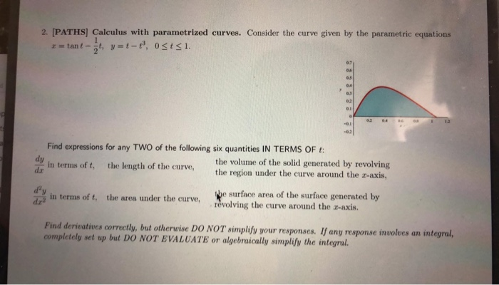 Solved 2. [PATHS Calculus with parametrized curves. Consider | Chegg.com