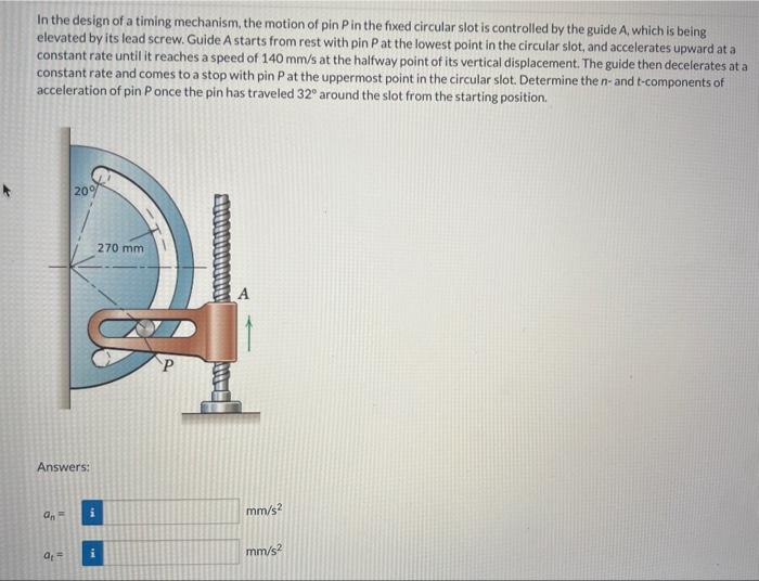 Solved In the design of a timing mechanism, the motion of | Chegg.com