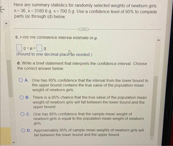Solved Here are summary statistics for randomly selected | Chegg.com