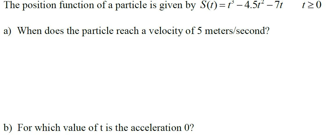 Solved The Position Function Of A Particle Is Given By S T
