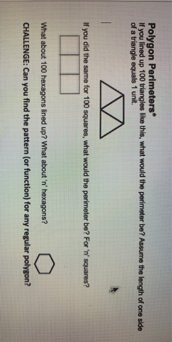 Solved Polygon Perimeters* If you lined up 100 triangles | Chegg.com