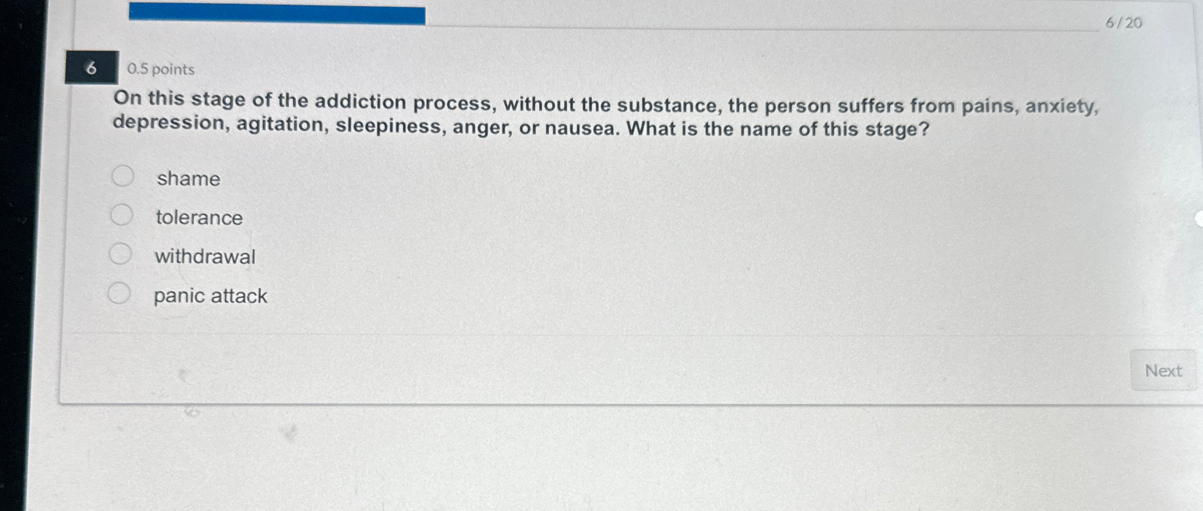 Solved 60.5 ﻿pointsOn this stage of the addiction process, | Chegg.com