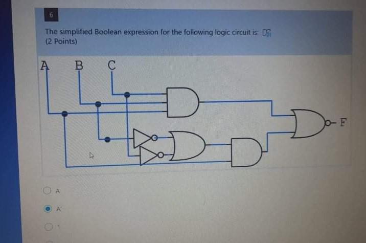 Solved The simplified Boolean expression for the following | Chegg.com | Chegg.com