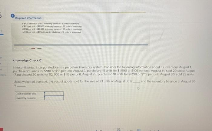 Solved Knowledge Check 01 intercontinental, incorporated, | Chegg.com