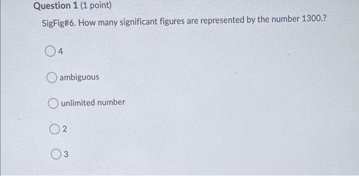 Solved Question 1 (1 point) SigFig#6. How many significant | Chegg.com