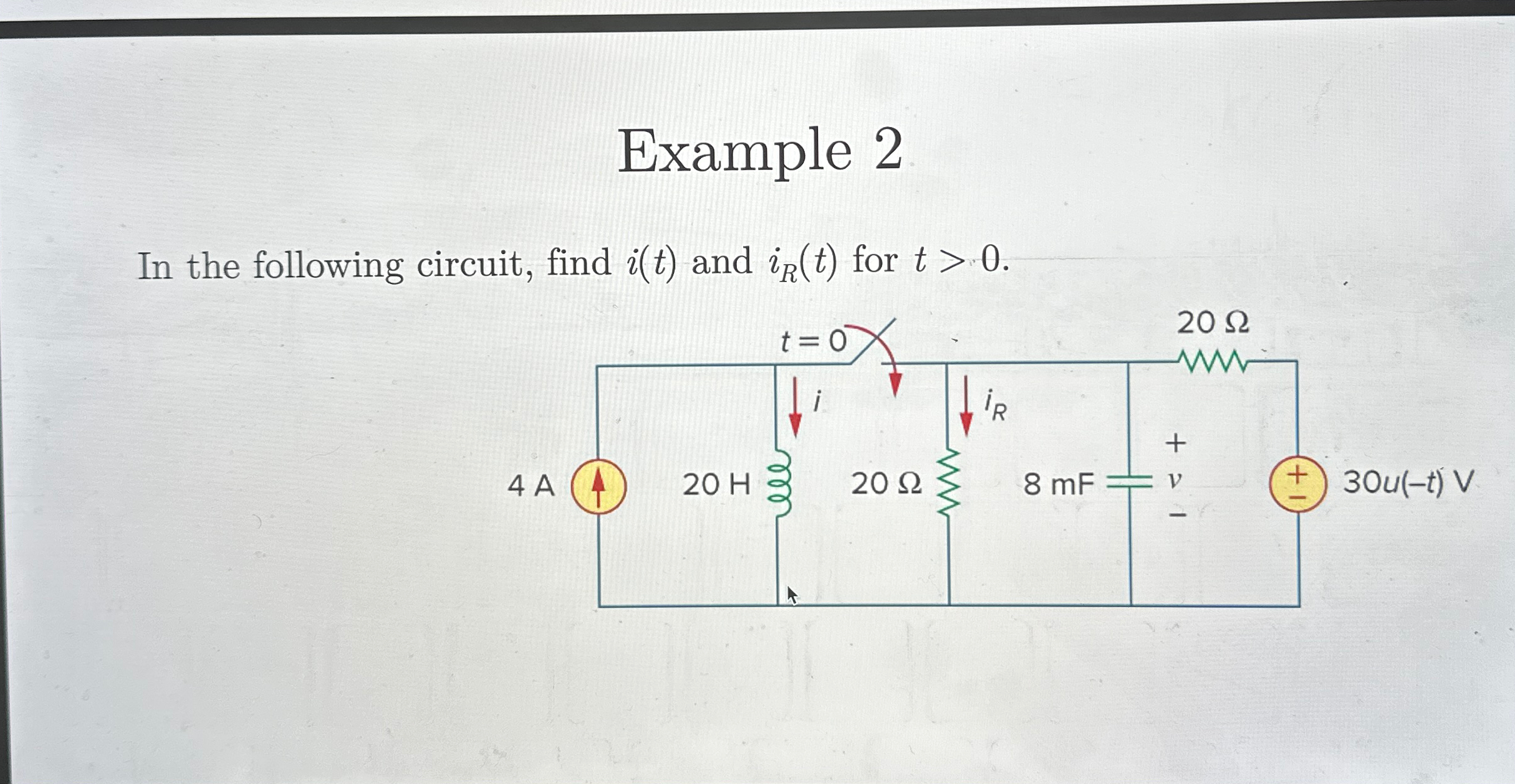 Solved Example 2In the following circuit, find i(t) ﻿and | Chegg.com