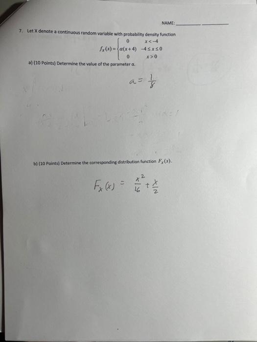 Solved 7. Let X denote a continuous random variable with | Chegg.com