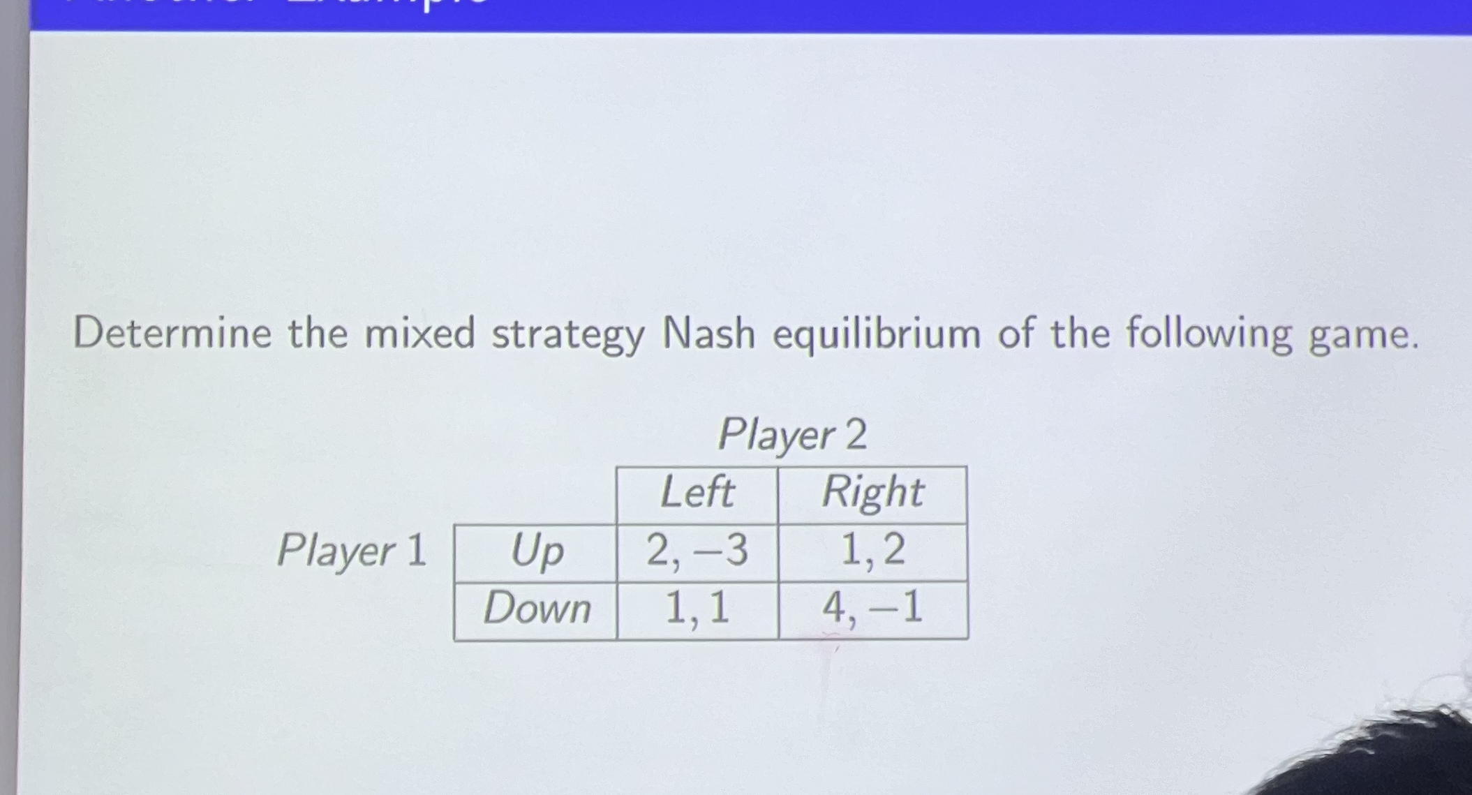 Solved Determine the mixed strategy Nash equilibrium of the | Chegg.com