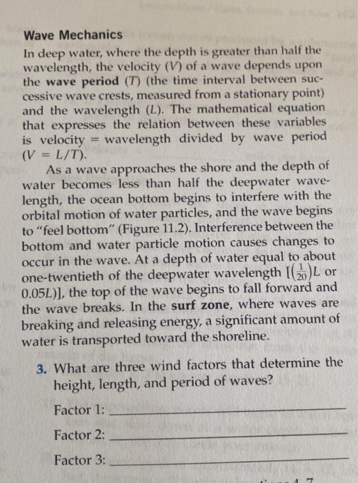 Solved Wave Mechanics In deep water, where the depth is | Chegg.com