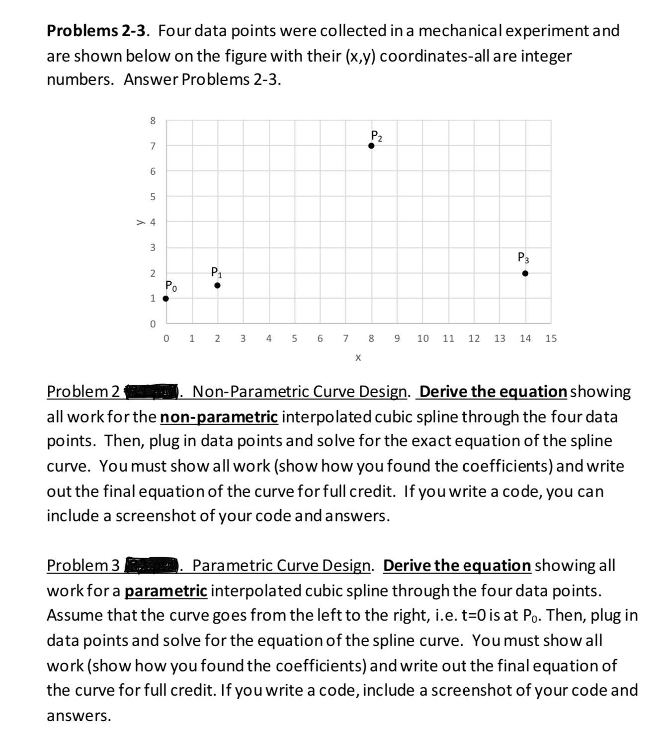 Problems 2-3. ﻿Four data points were collected in a | Chegg.com