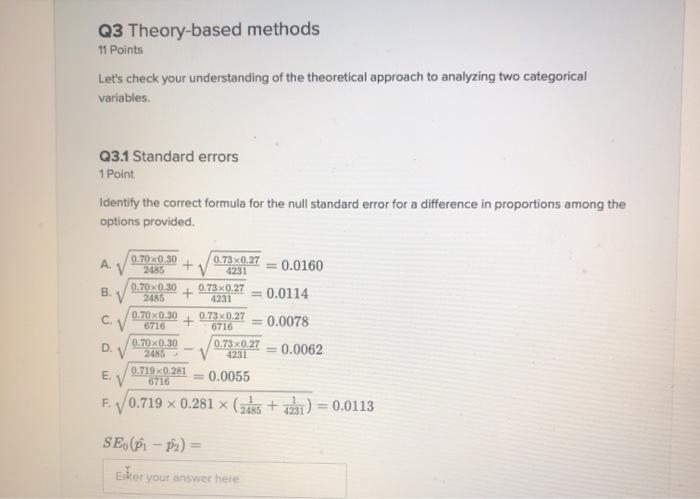 Q3 Theory-based methods 11 Points Let's check your | Chegg.com