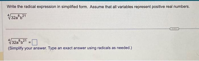 Solved Write the radical expression in simplified form. | Chegg.com