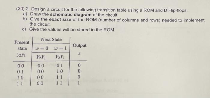 Solved (20) 2. Design a circuit for the following transition | Chegg.com