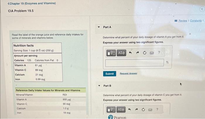 Read the label of the orange juce and telerence daly | Chegg.com