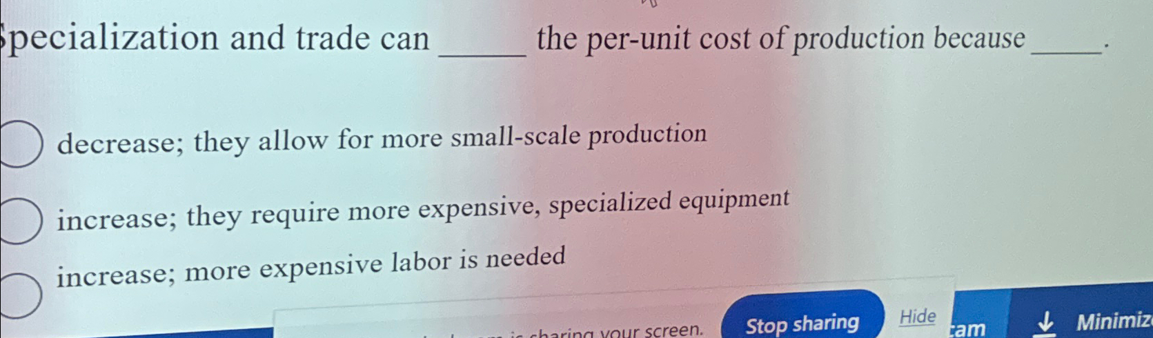 Solved pecialization and trade can the per-unit cost of | Chegg.com