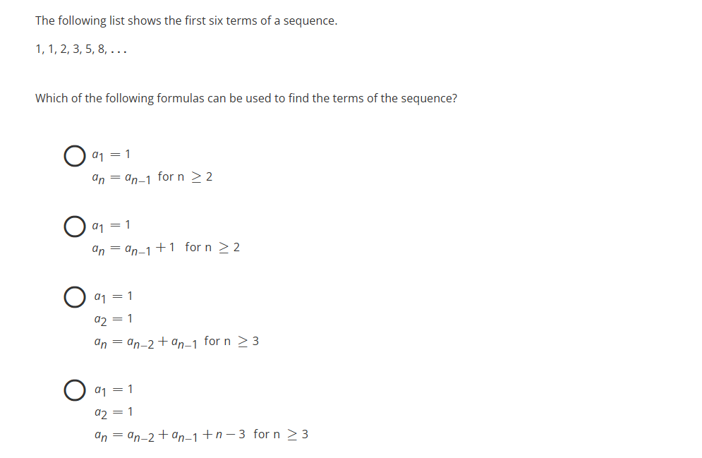 Solved The following list shows the first six terms of ﻿a | Chegg.com