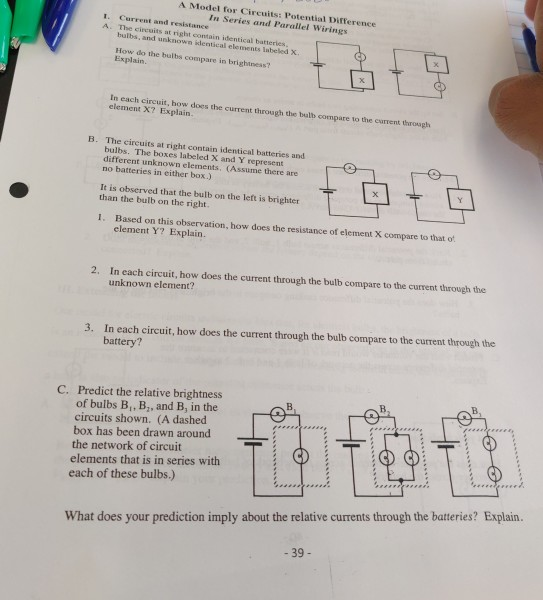 Solved A Model for Circuits: Potential Difference In Series | Chegg.com