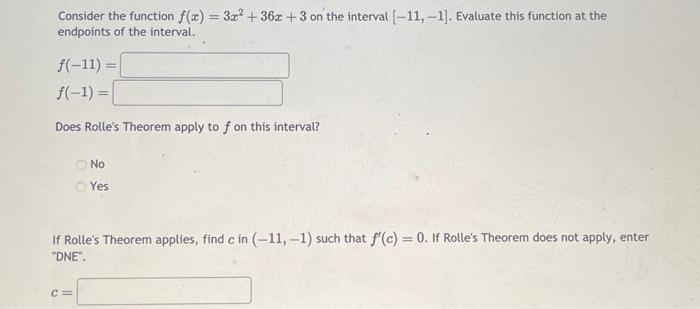 Solved Consider the function f(x)=3x2+36x+3 on the interval | Chegg.com