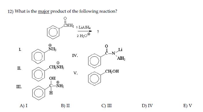 Solved 12) ﻿What is the major product of the following | Chegg.com