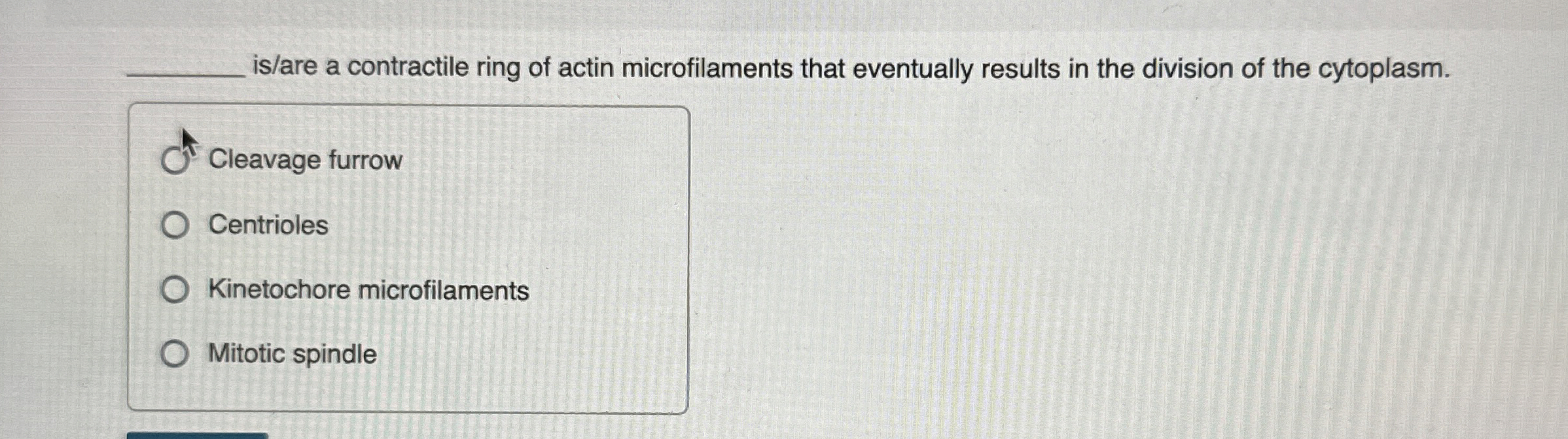 Solved q,is/are a contractile ring of actin microfilaments | Chegg.com