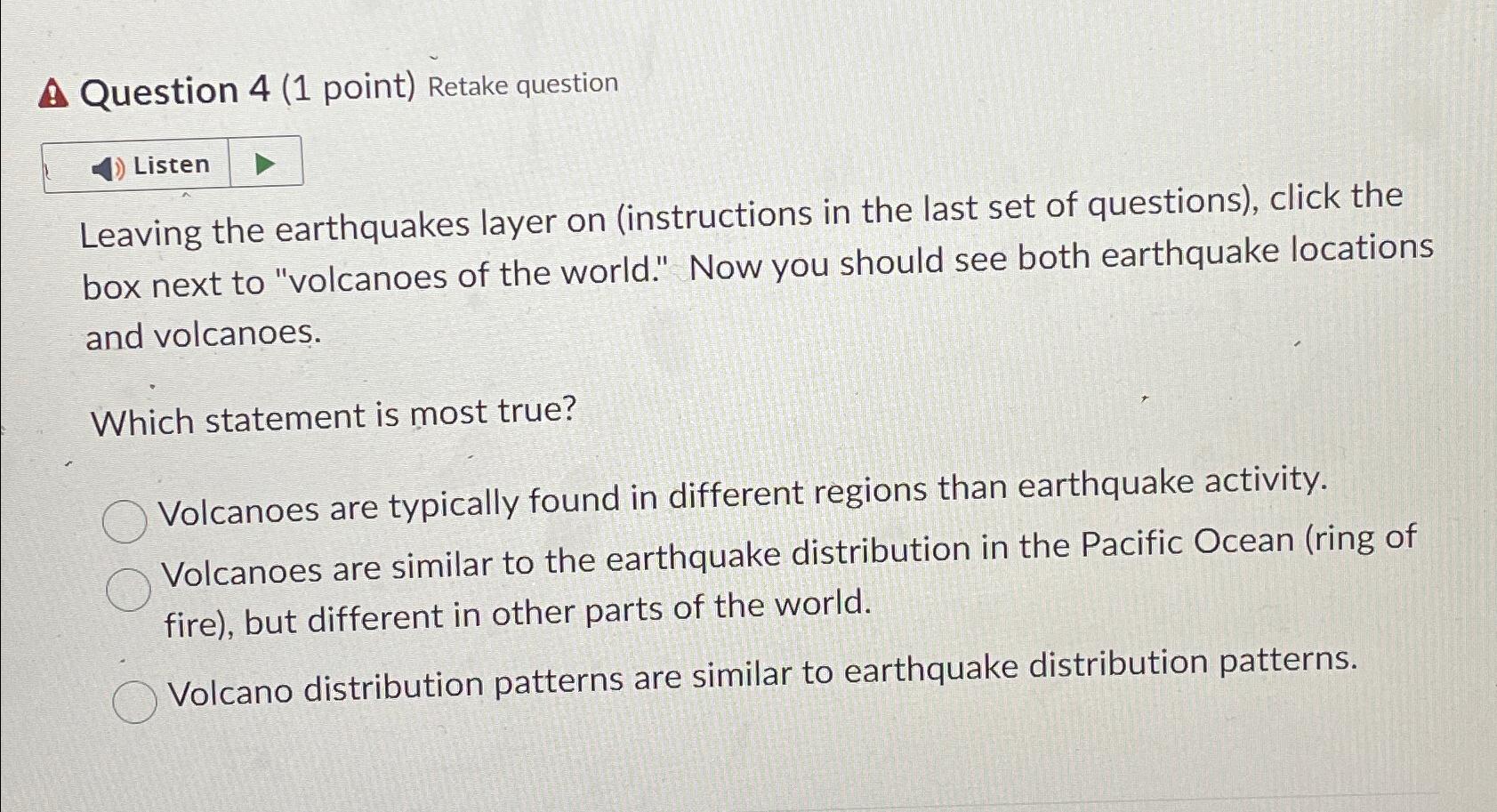 Solved Question 4 (1 ﻿point) ﻿Retake questionListenLeaving | Chegg.com