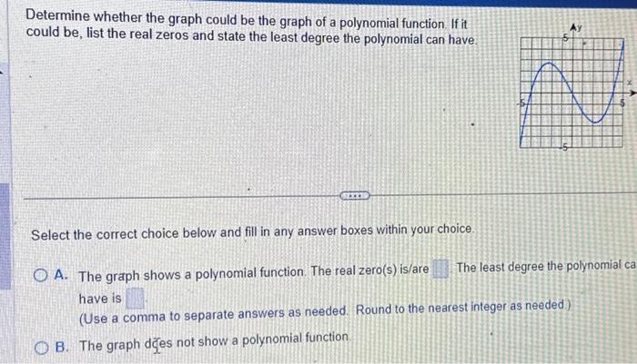 Solved Determine whether the graph could be the graph of a | Chegg.com