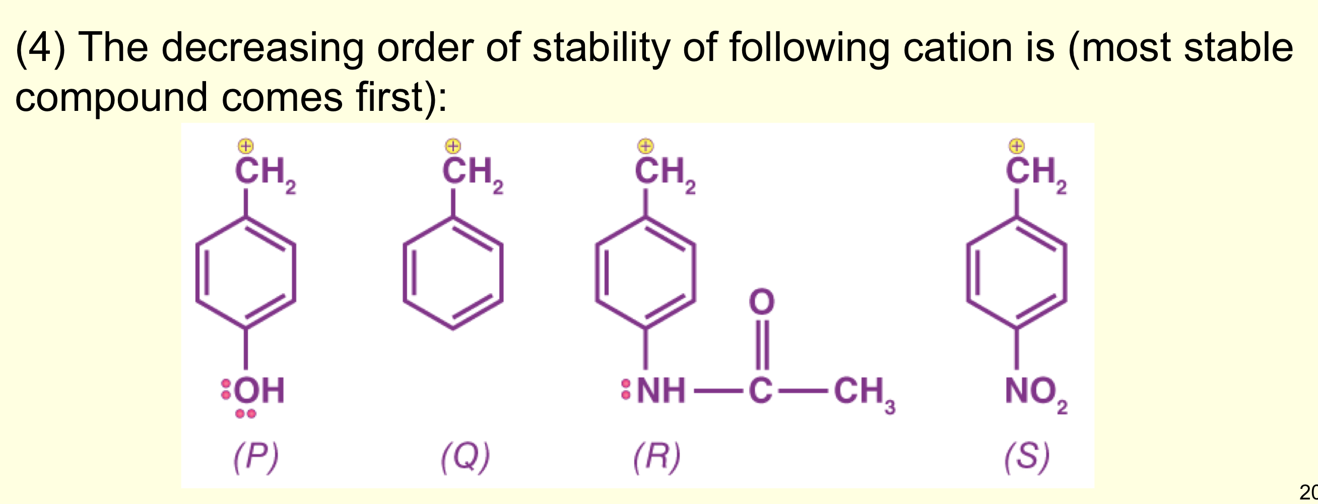 (4) ﻿The decreasing order of stability of following | Chegg.com