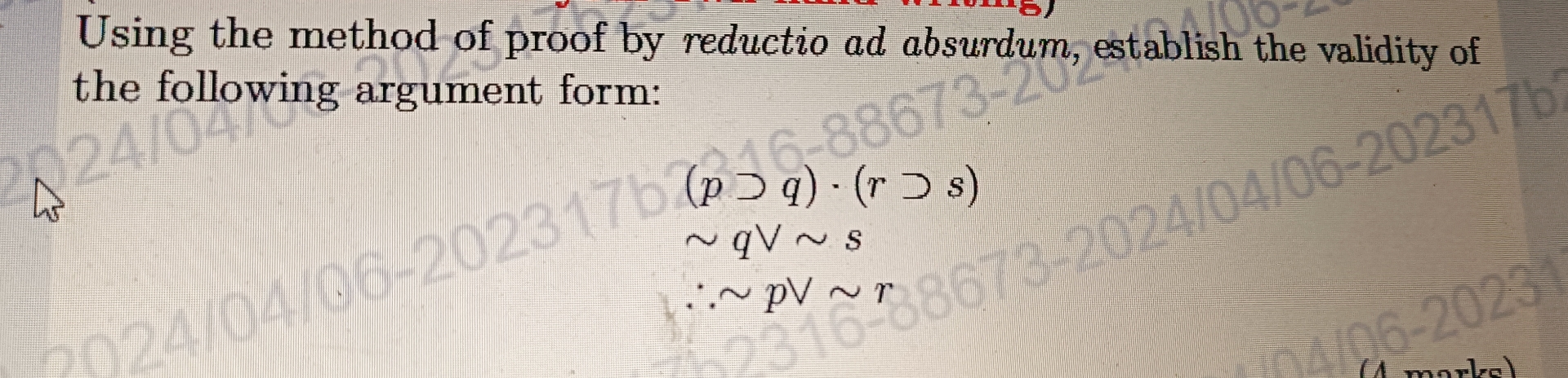 Solved Using the method of proof by reductio ad absurdum, | Chegg.com