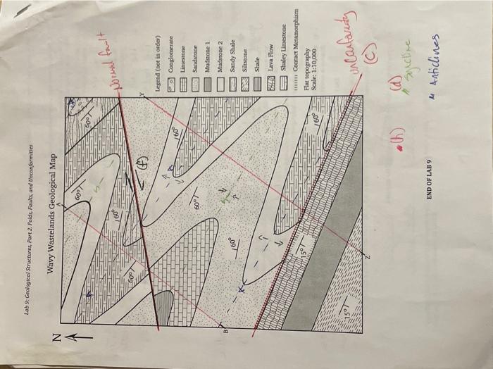 Solved Drawing Cross-Sections of the Folds, Faults, and | Chegg.com